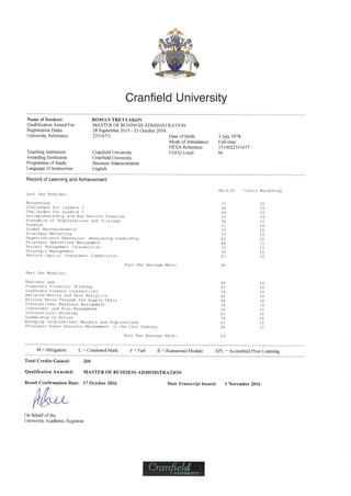 MBA Transcript | PDF