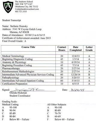 Andrews School Transcripts | PDF