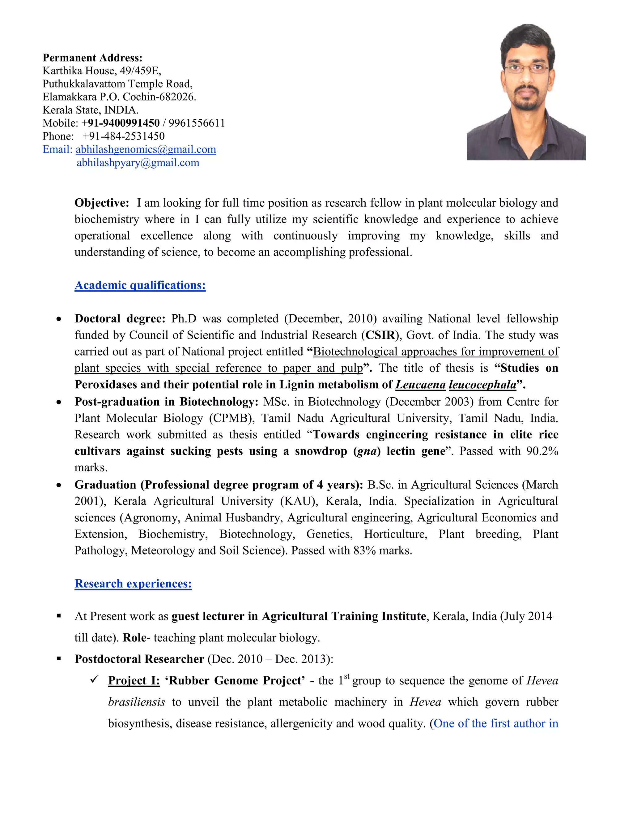 Abhilash's CV | PDF