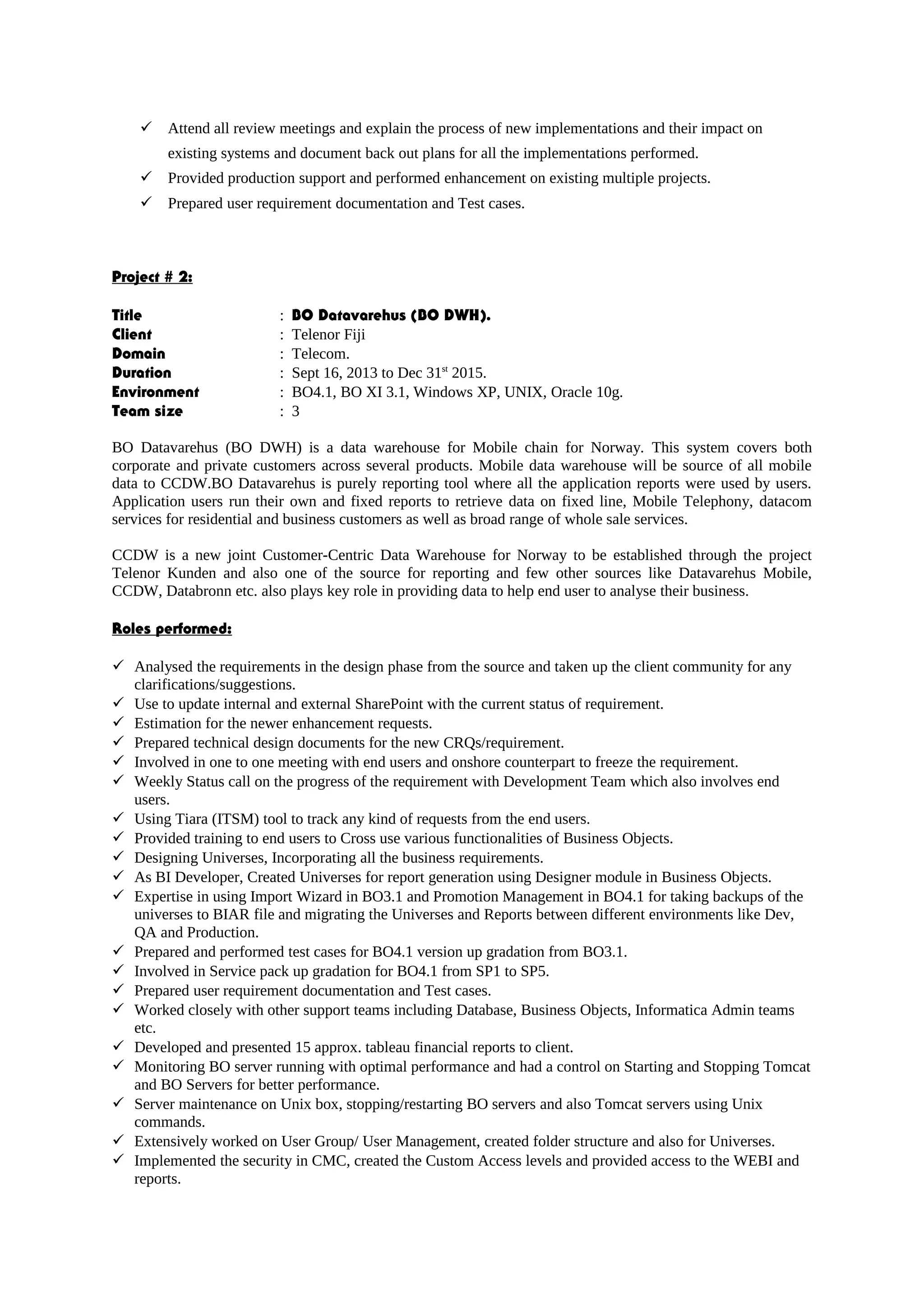 Venugopal - BO Resume | PDF