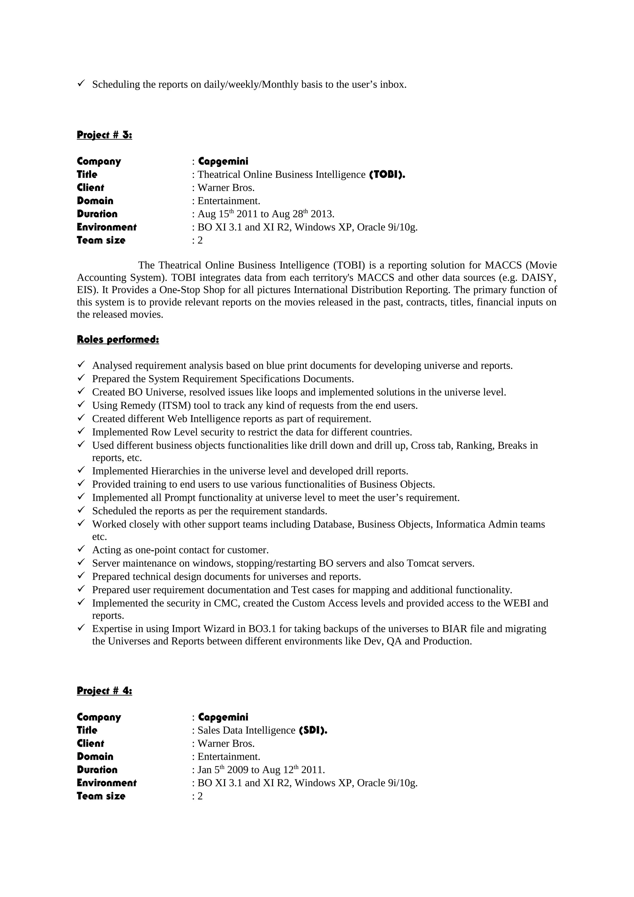 Venugopal - BO Resume | PDF