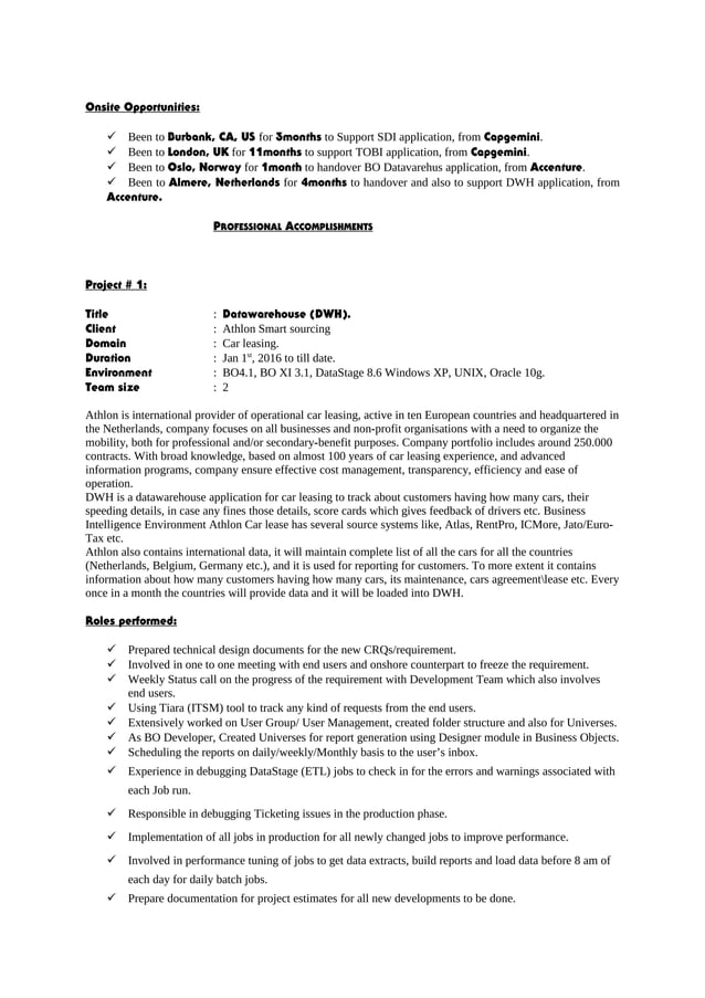 Venugopal - BO Resume | PDF