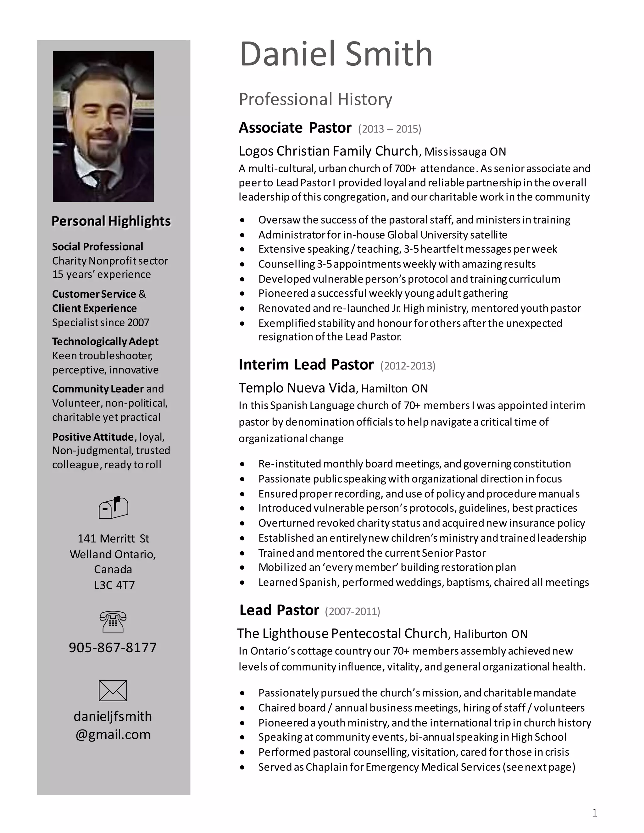 Daniel Smith Professional Resume | DOCX
