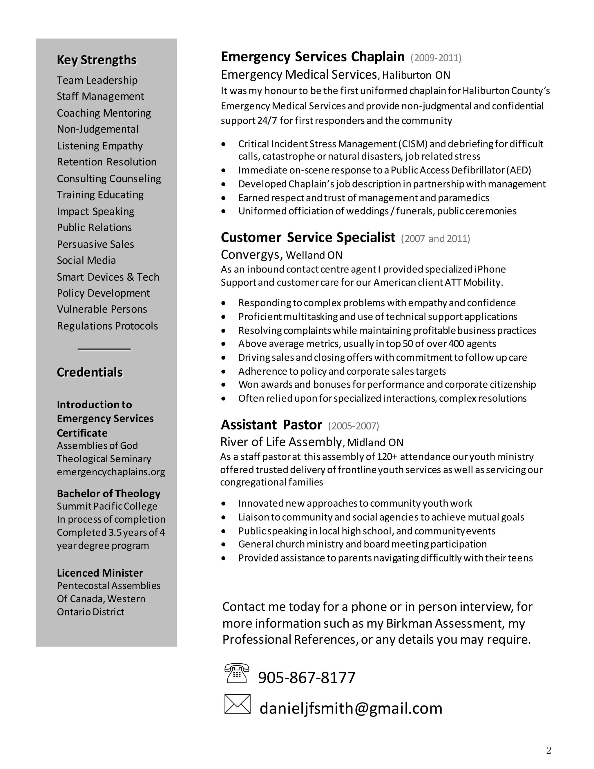 Daniel Smith Professional Resume | DOCX