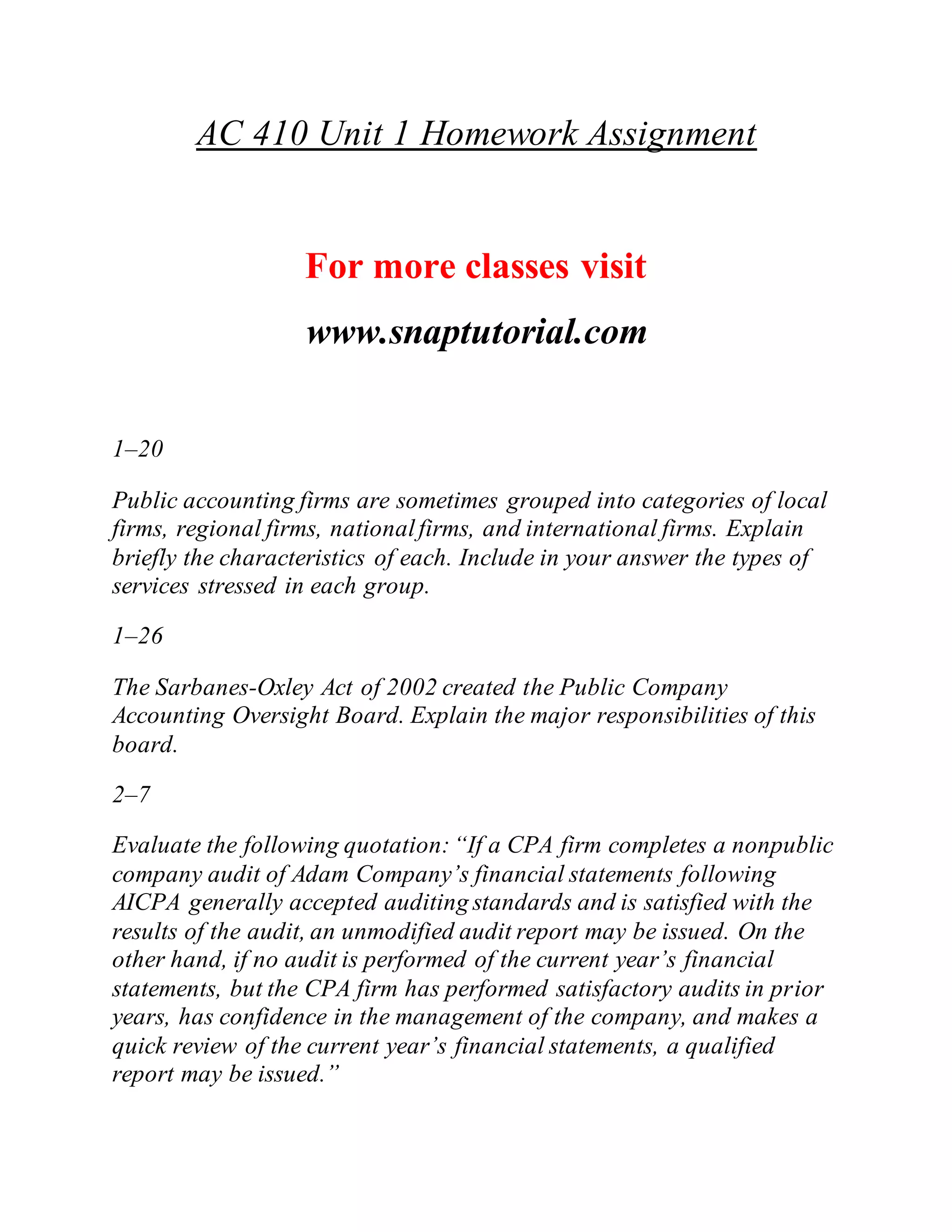 Ac 410 Enthusiastic Study/snaptutorial.com