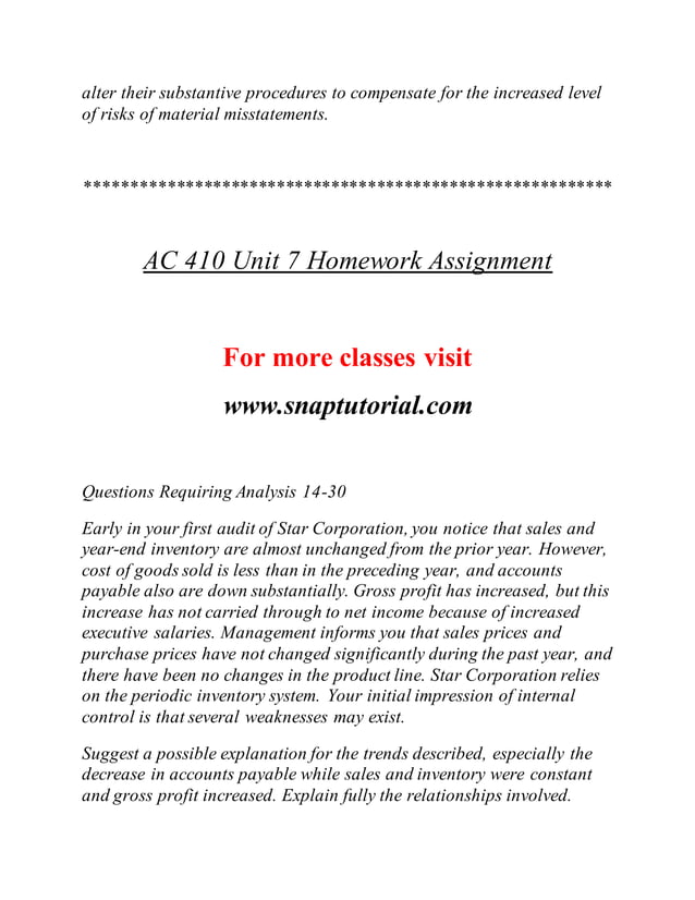 Ac 410 Enthusiastic Study/snaptutorial.com