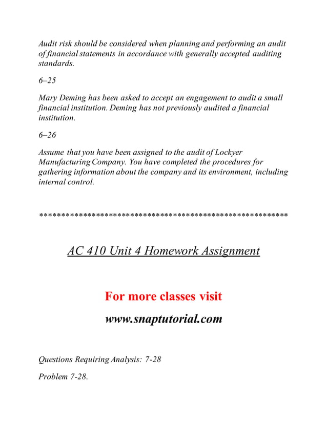 Ac 410 Enthusiastic Study/snaptutorial.com