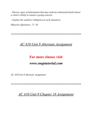 AC 410 Massive Success / snaptutorial.com
