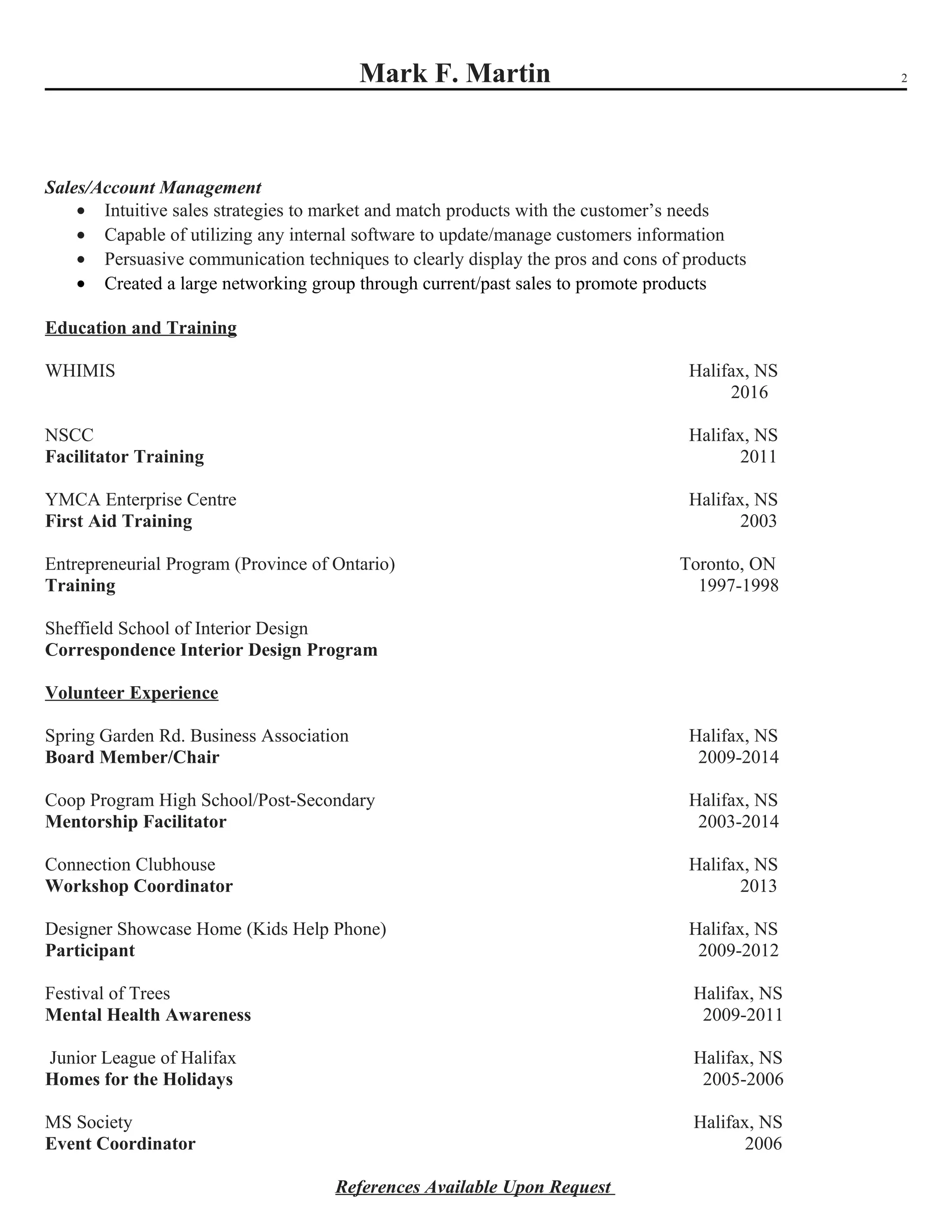 Mark Martin Resume | DOC | Business Administration | Business