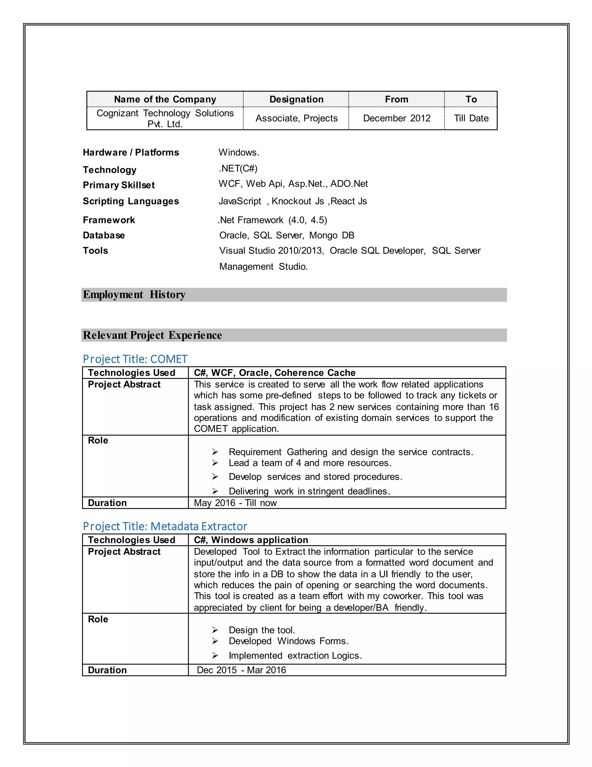Pradeep_Resume_Dotnet | PDF
