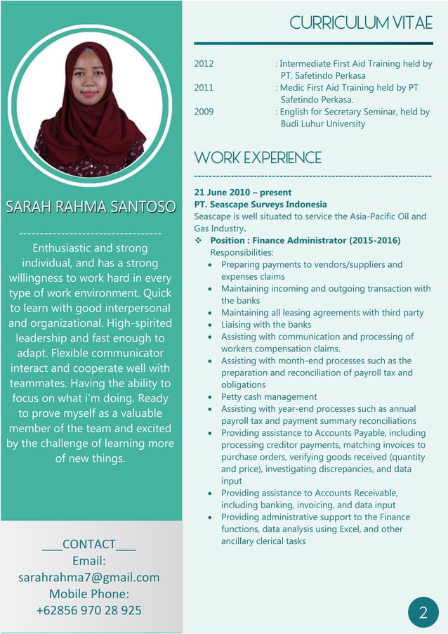 Sarah Rahma S. - CV | PDF
