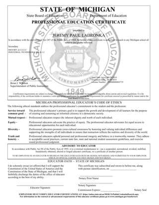 Teacher Cert (Prof) | PDF
