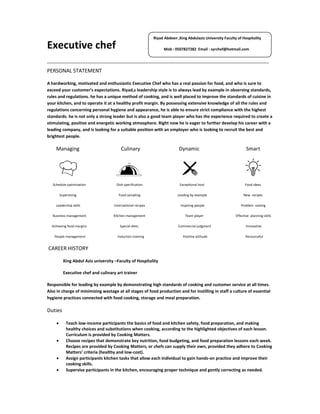 Executive chef cv | PDF