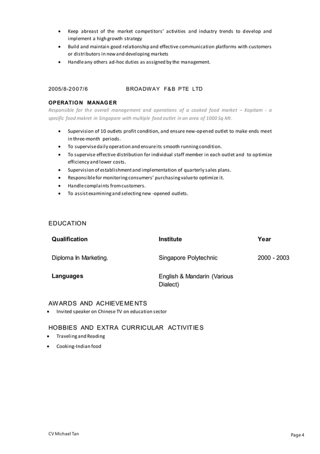 MIchael - CV Jul 2016 | PDF