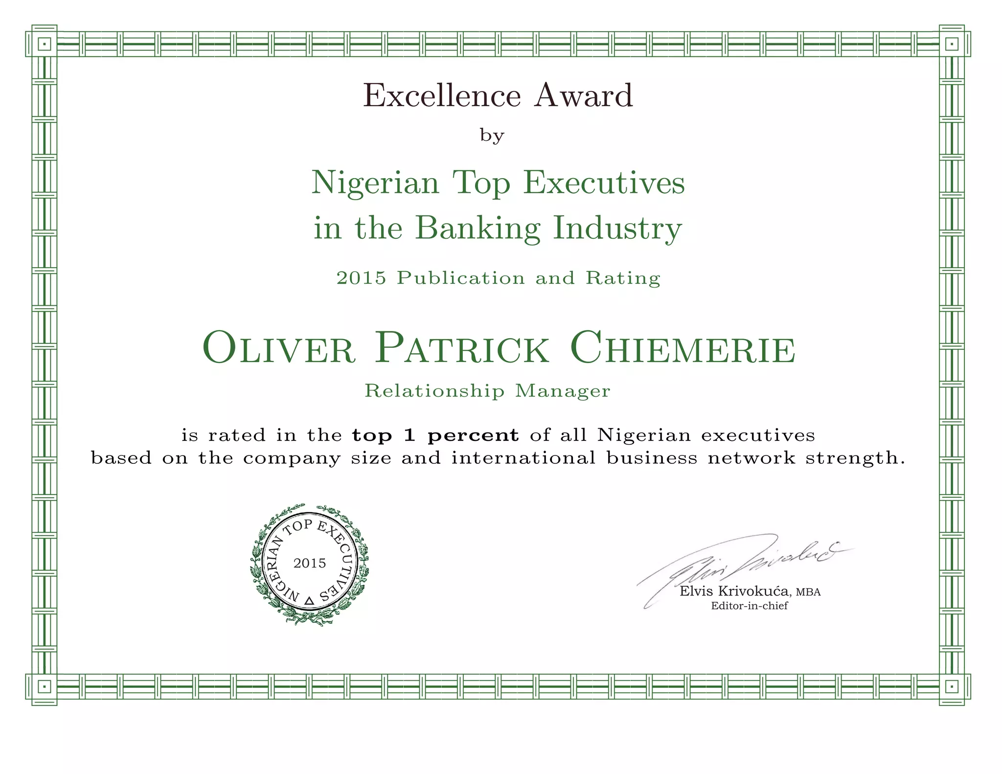 AWARD OF EXCELLENCE | PDF