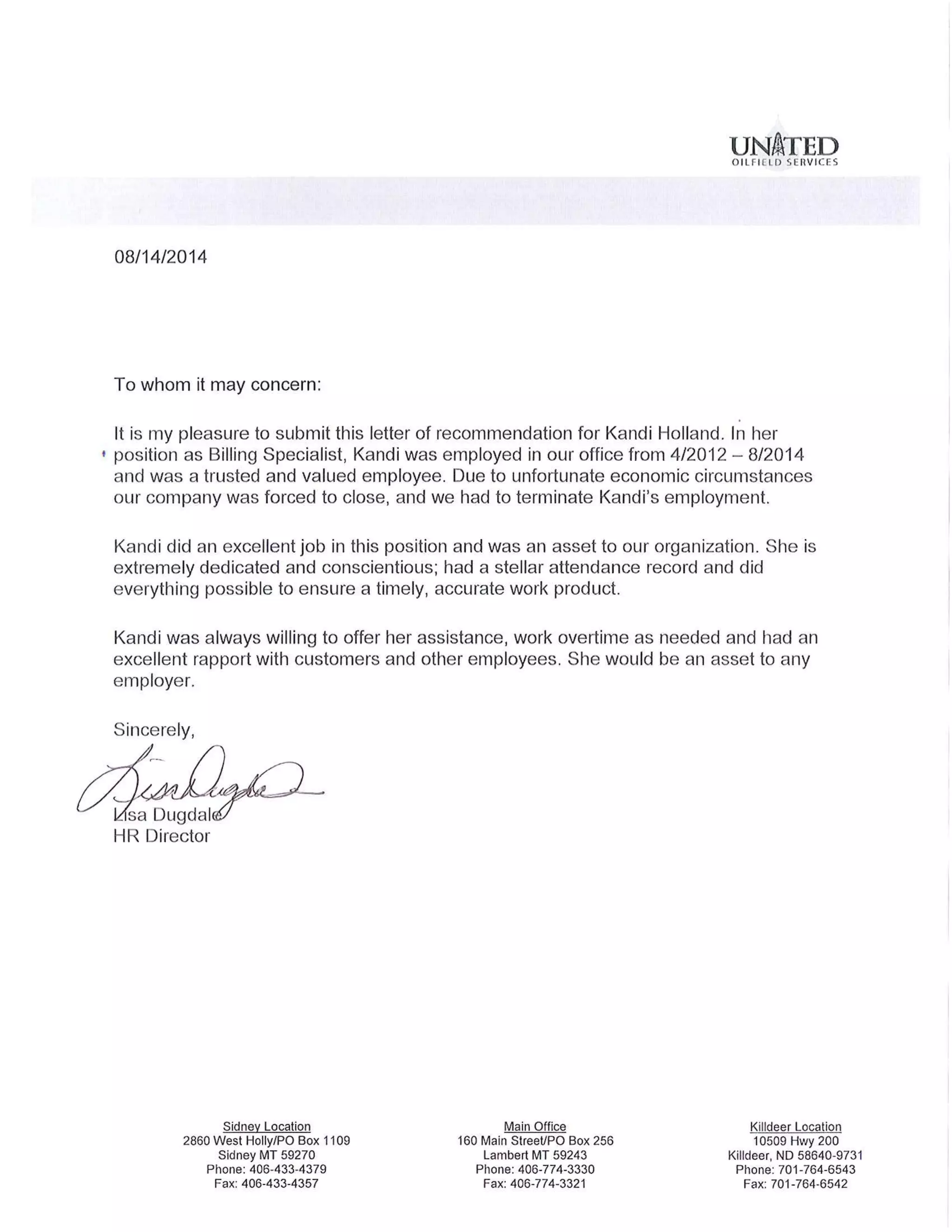 Letter of recommendation From Lisa D | PDF