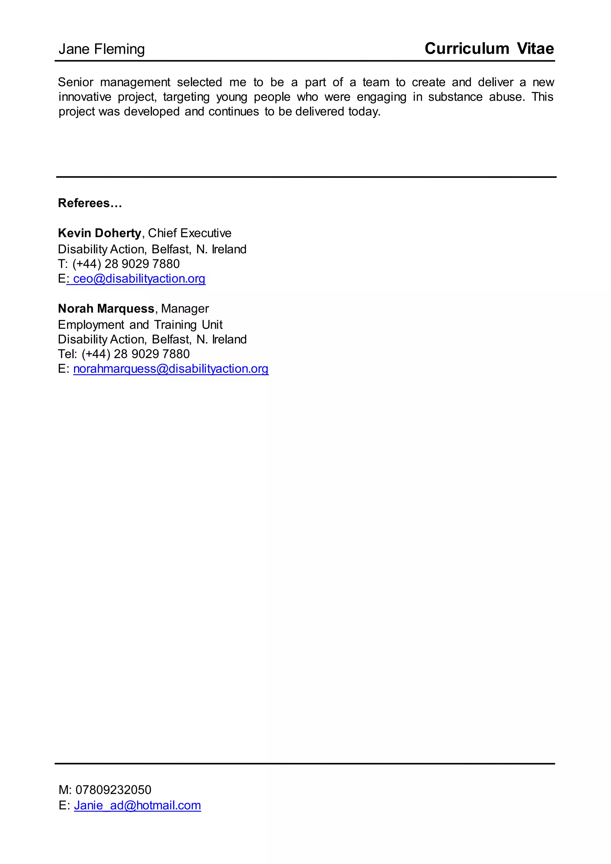 Jane CV Learning Support Coordinator | DOCX