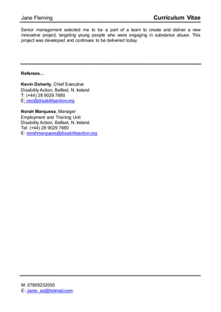 Jane CV Learning Support Coordinator | DOCX