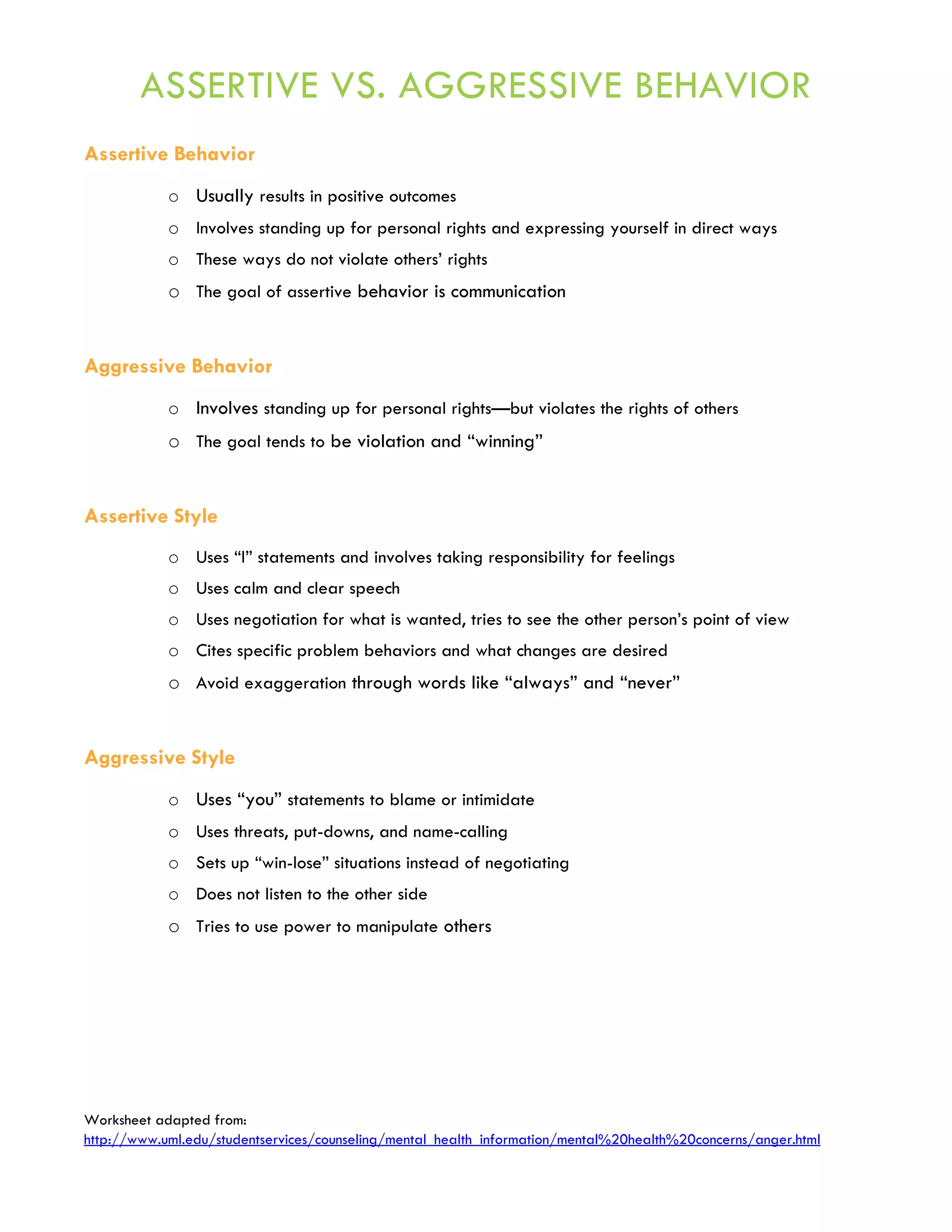 Anger Management Group Therapy: Handouts and Worksheets | PDF