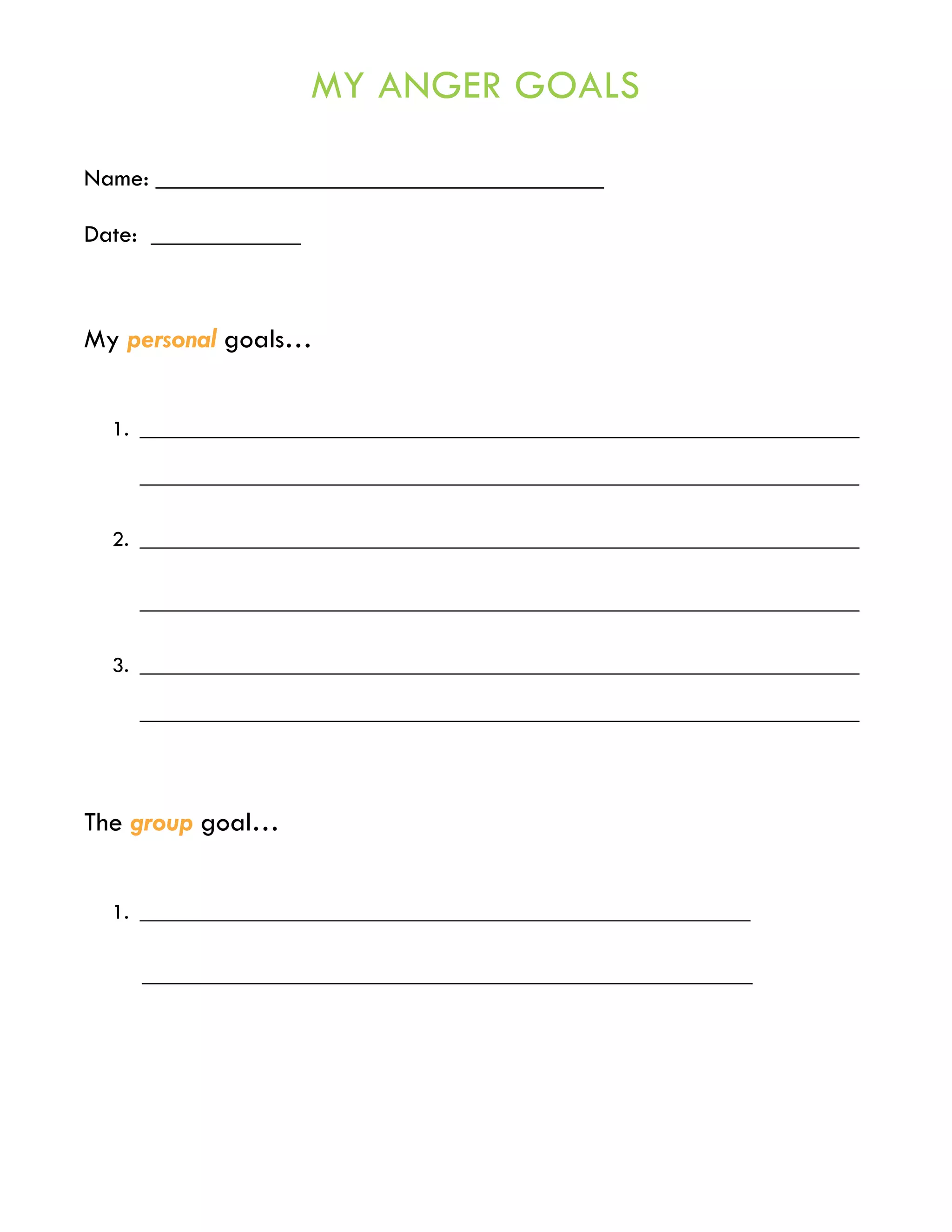 Anger Management Group Therapy: Handouts and Worksheets | PDF