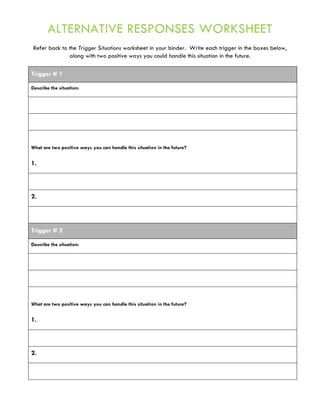 Anger Management Group Therapy: Handouts and Worksheets | PDF