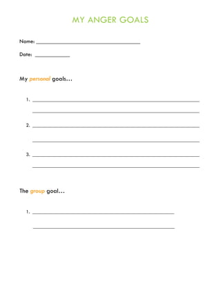 Anger Management Group Therapy: Handouts and Worksheets | PDF
