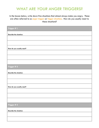 Anger Management Group Therapy: Handouts and Worksheets | PDF
