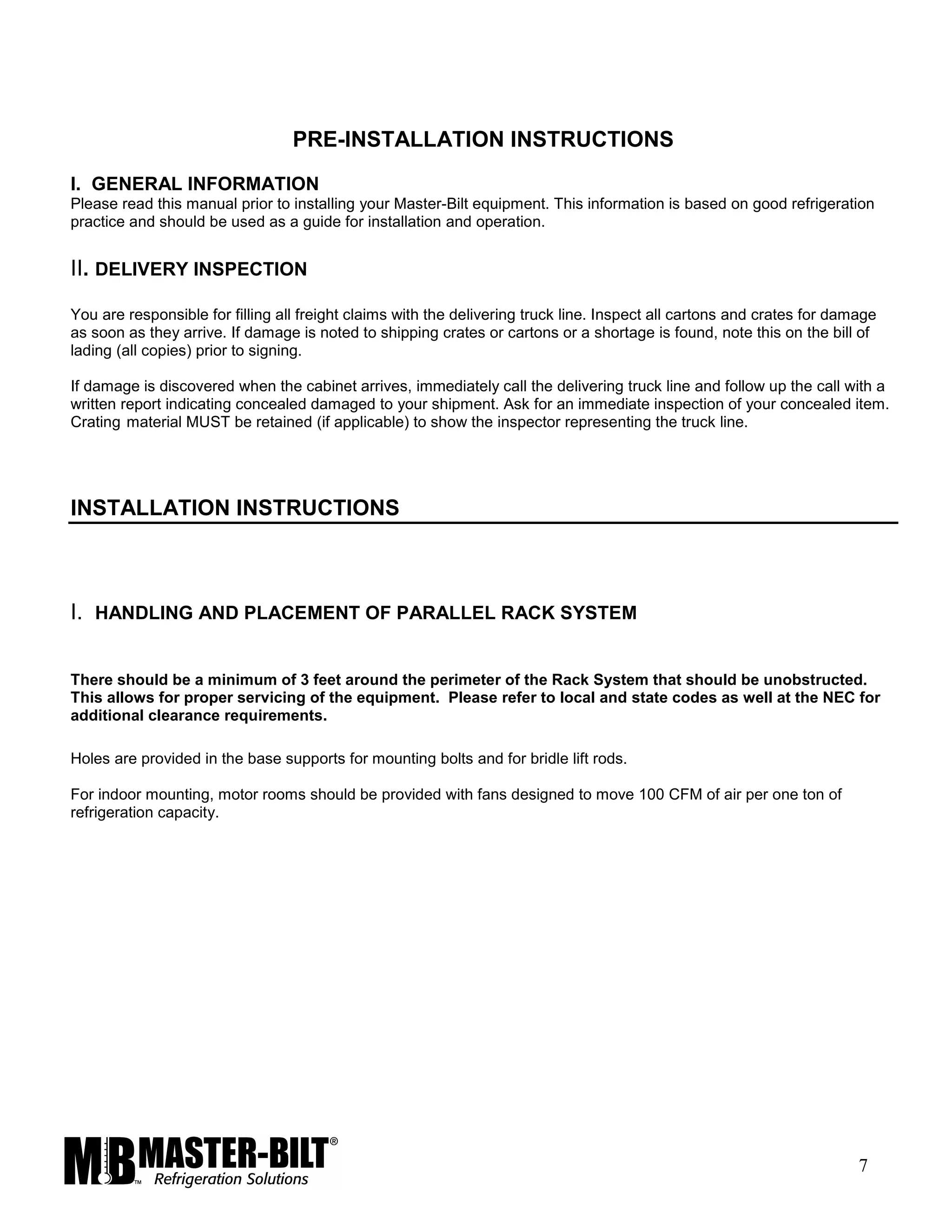Master-Bilt Rack Installation Manual | PDF