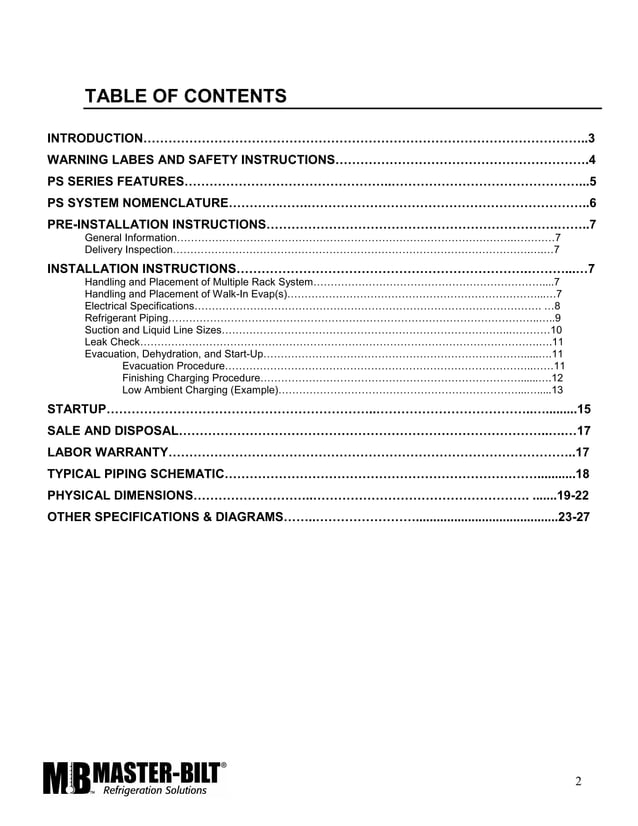 Master-Bilt Rack Installation Manual | PDF