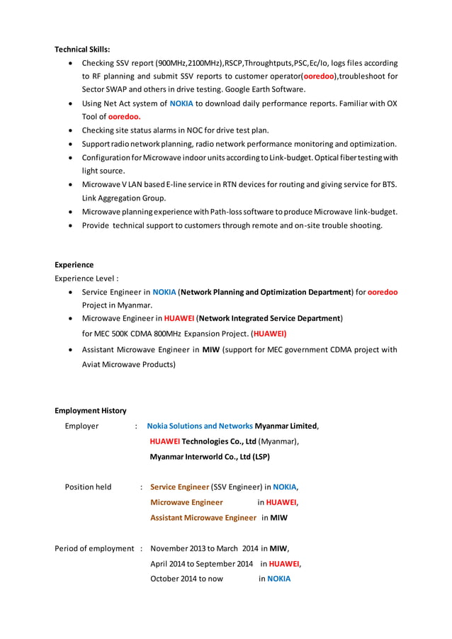 Aung Paing Phyo CV | DOCX | Telecommunications Industry | Industries