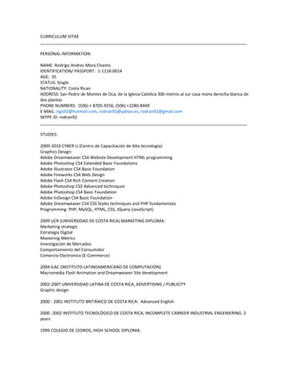 Rodrigo - Curriculum Vitae 2016 | DOC