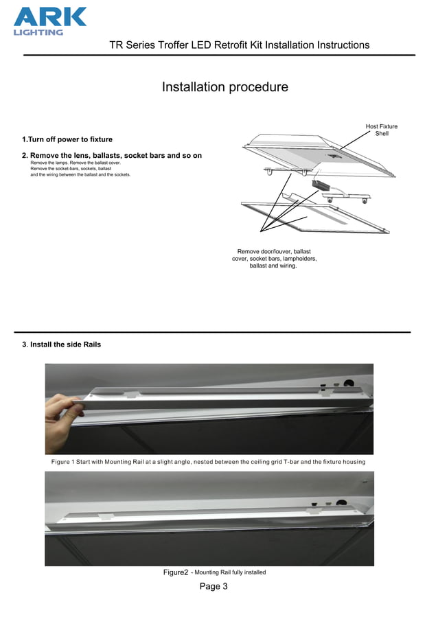 LED troffer retrofit kit install instructions-ARK Lighting | PDF