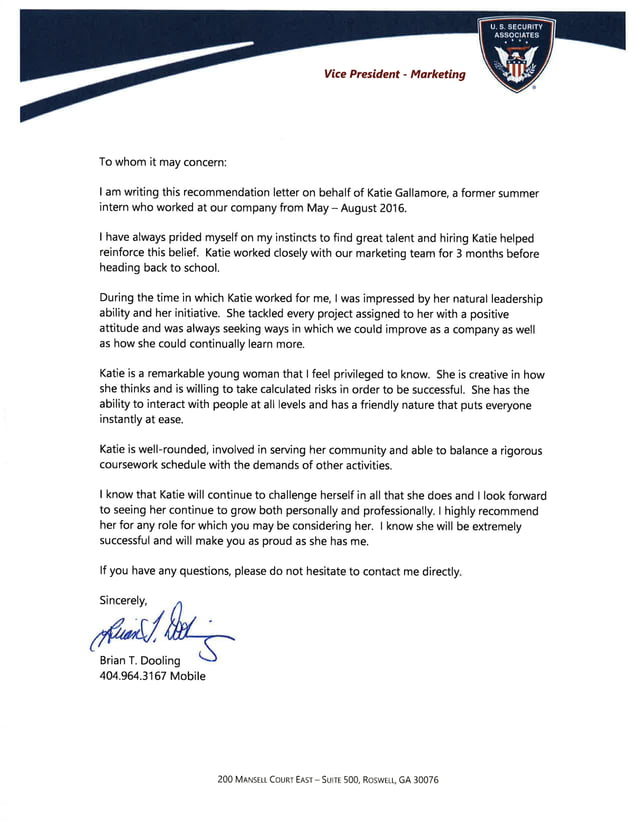 Letter of Recommendation - Katie Gallamore | PDF