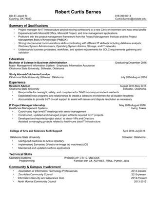Curtis Barnes Resume | PDF