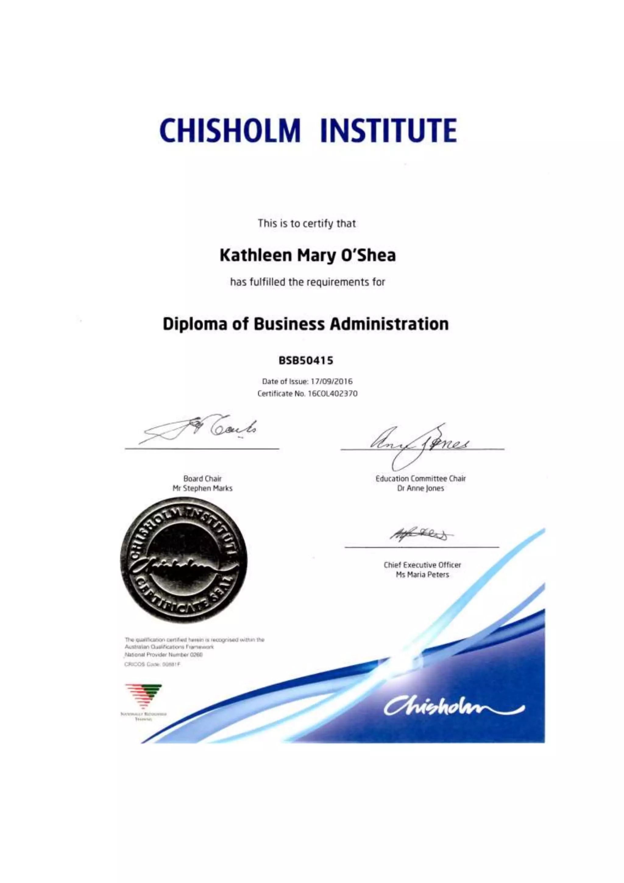 Diploma of Bus Admin Certificate | PDF