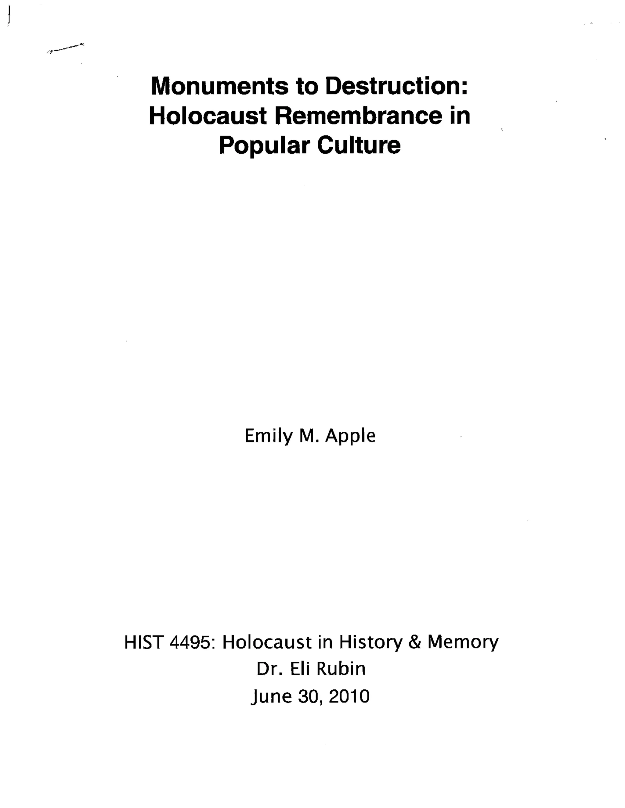 Writing Sample - Monuments to Destruction | PDF