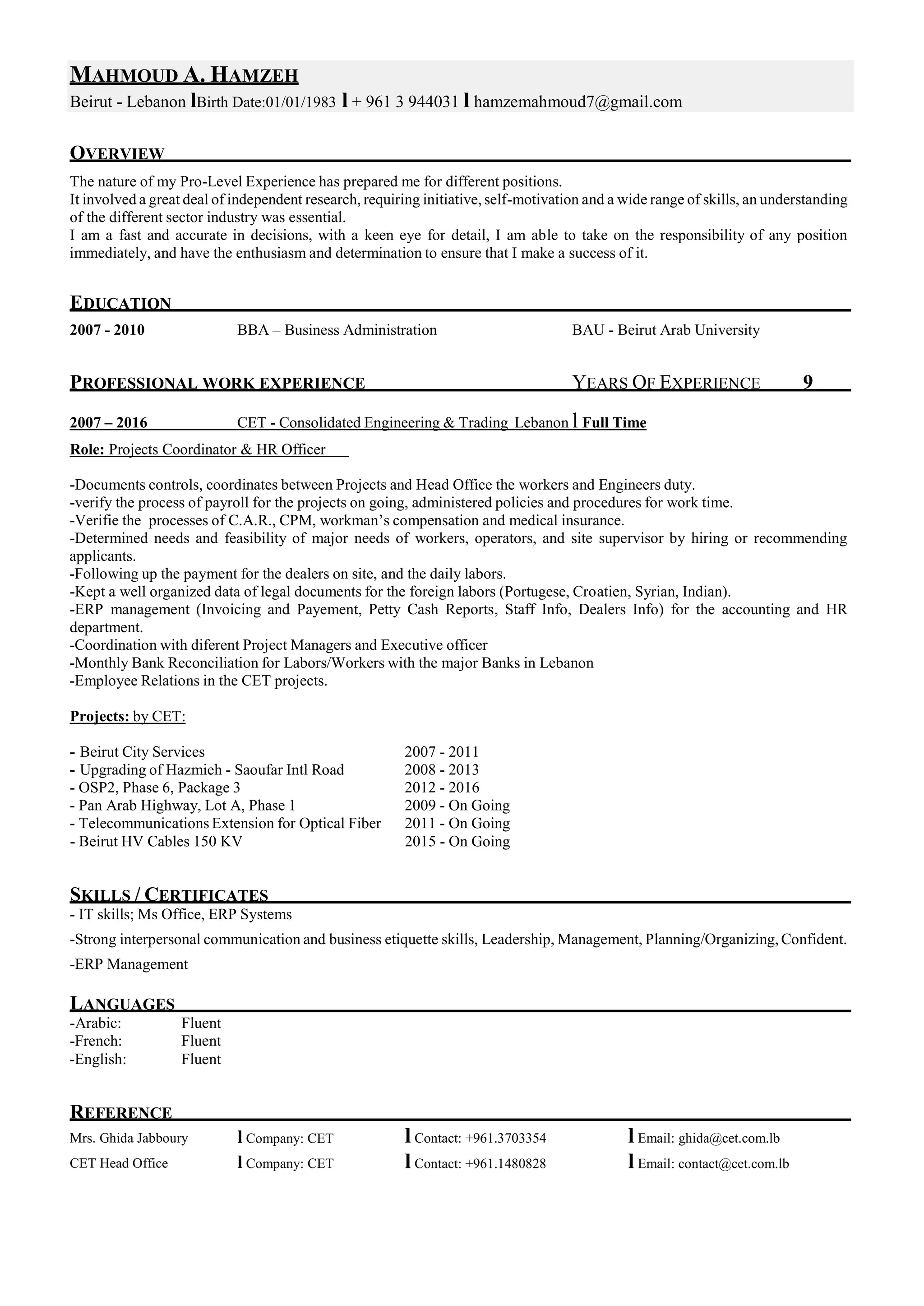 CV-Mahmoud Hamze | PDF