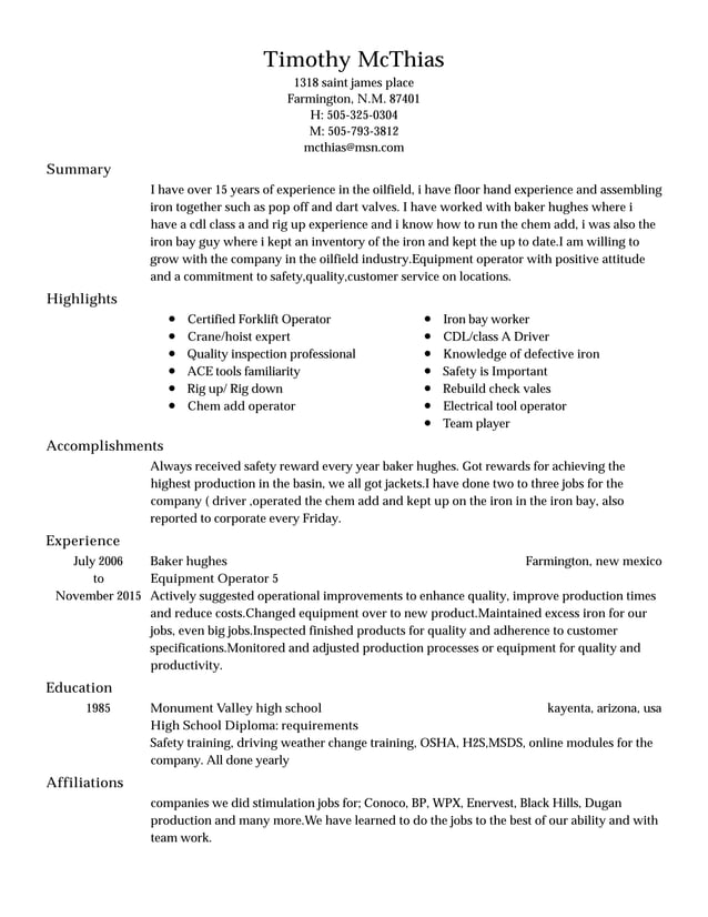 timothy mcthias Resume 1 | PDF