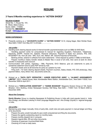 CV-RAJESH KUMAR | DOC | Business Banking & Finance | Business