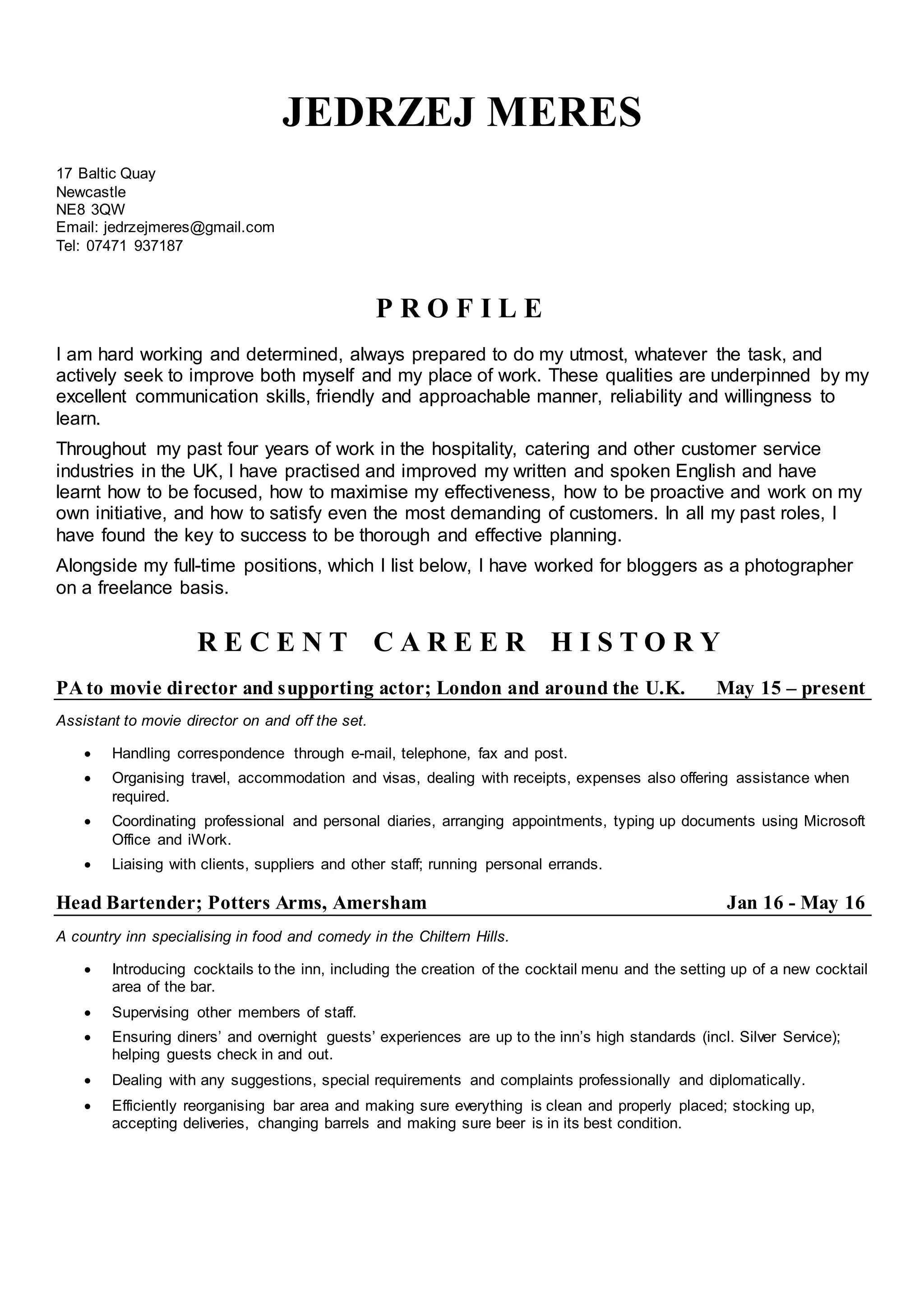 Andrew Meres CV | DOCX