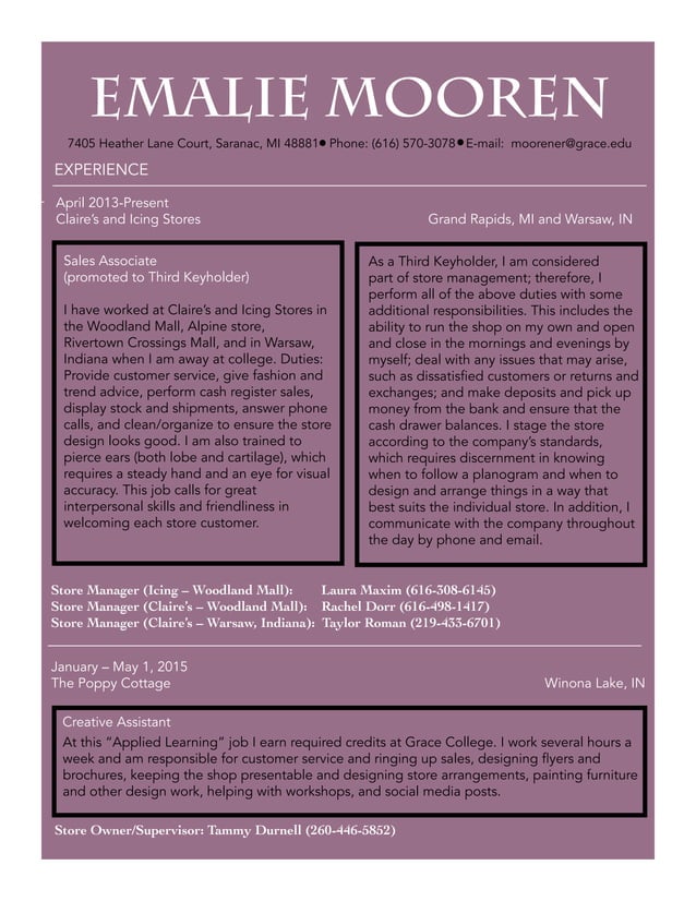 Emalie Mooren Resume | PDF