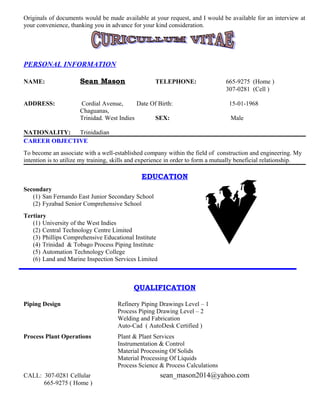 Sean Mason CV 2016 | PDF
