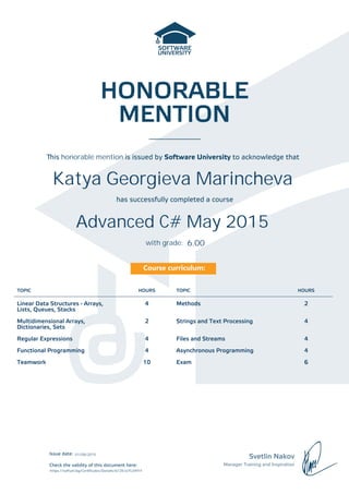 SoftUni Advanced C# Certificate | PDF
