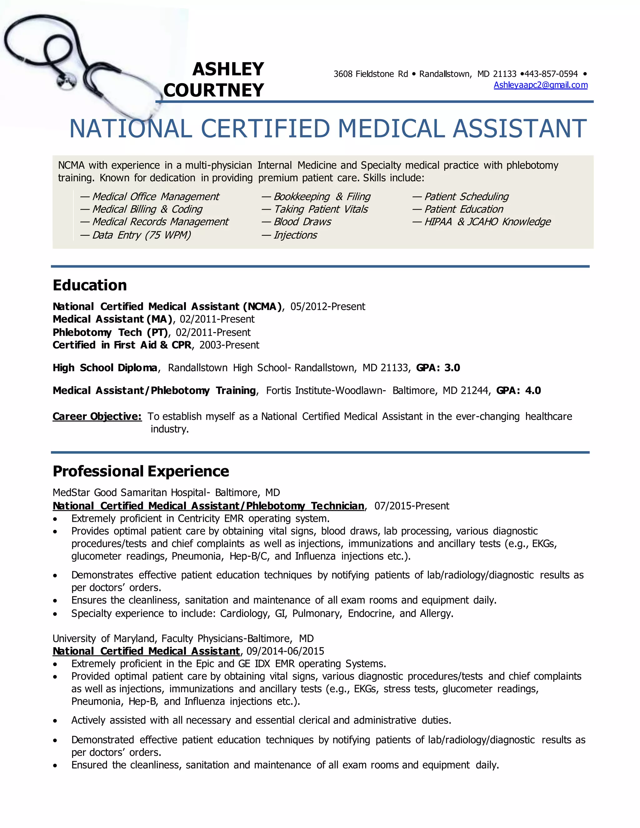 Med Resume | DOCX | Healthcare Industry | Industries