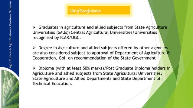 ACABC scheme ppt | PPTX | Agriculture | Industries
