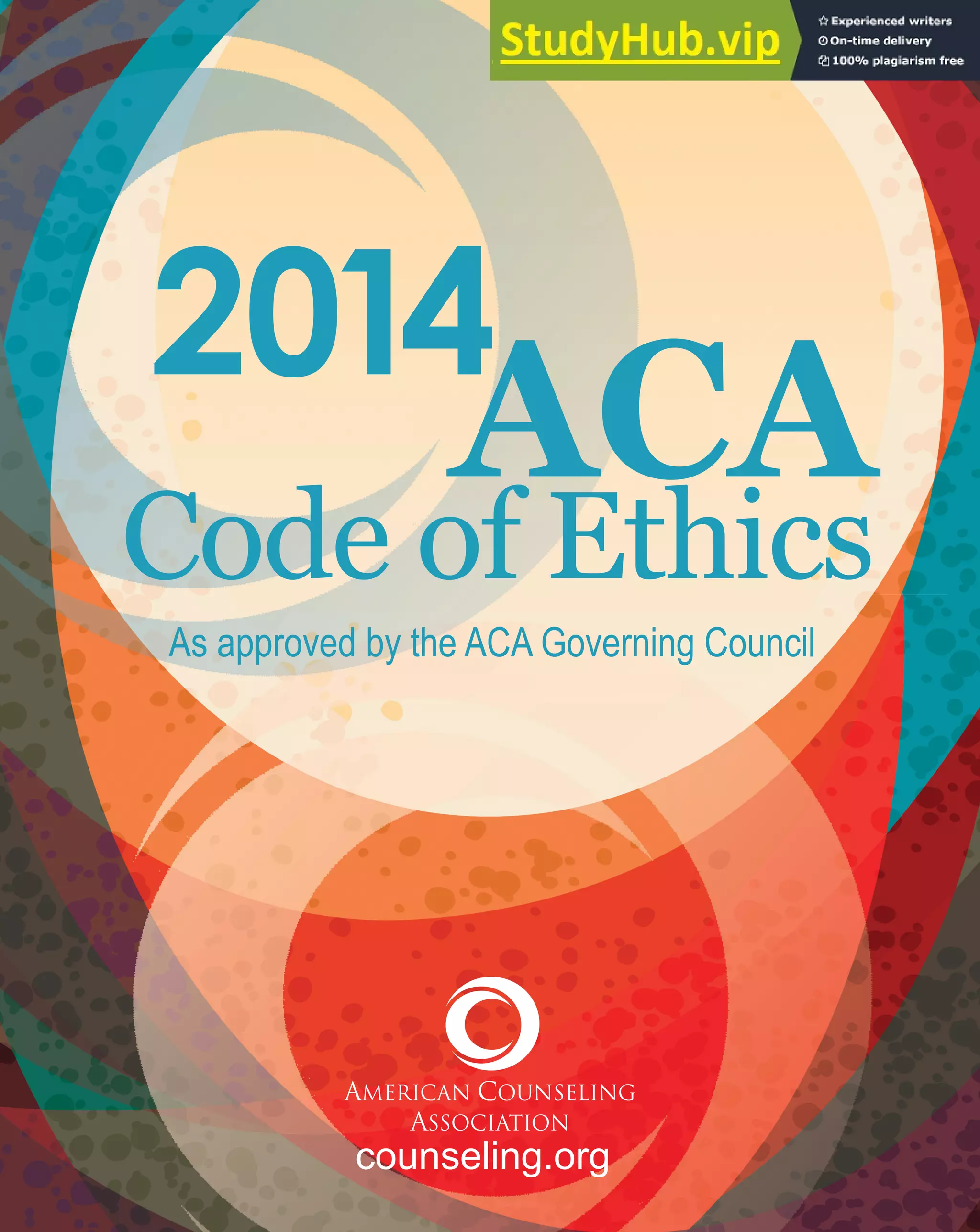 ACA Code Of Ethics As Approved By The ACA Governing Council AMERICAN ...