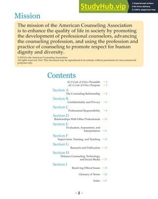 ACA Code Of Ethics As Approved By The ACA Governing Council AMERICAN ...