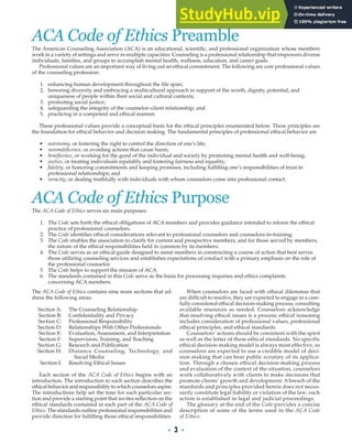 ACA Code Of Ethics As Approved By The ACA Governing Council AMERICAN ...