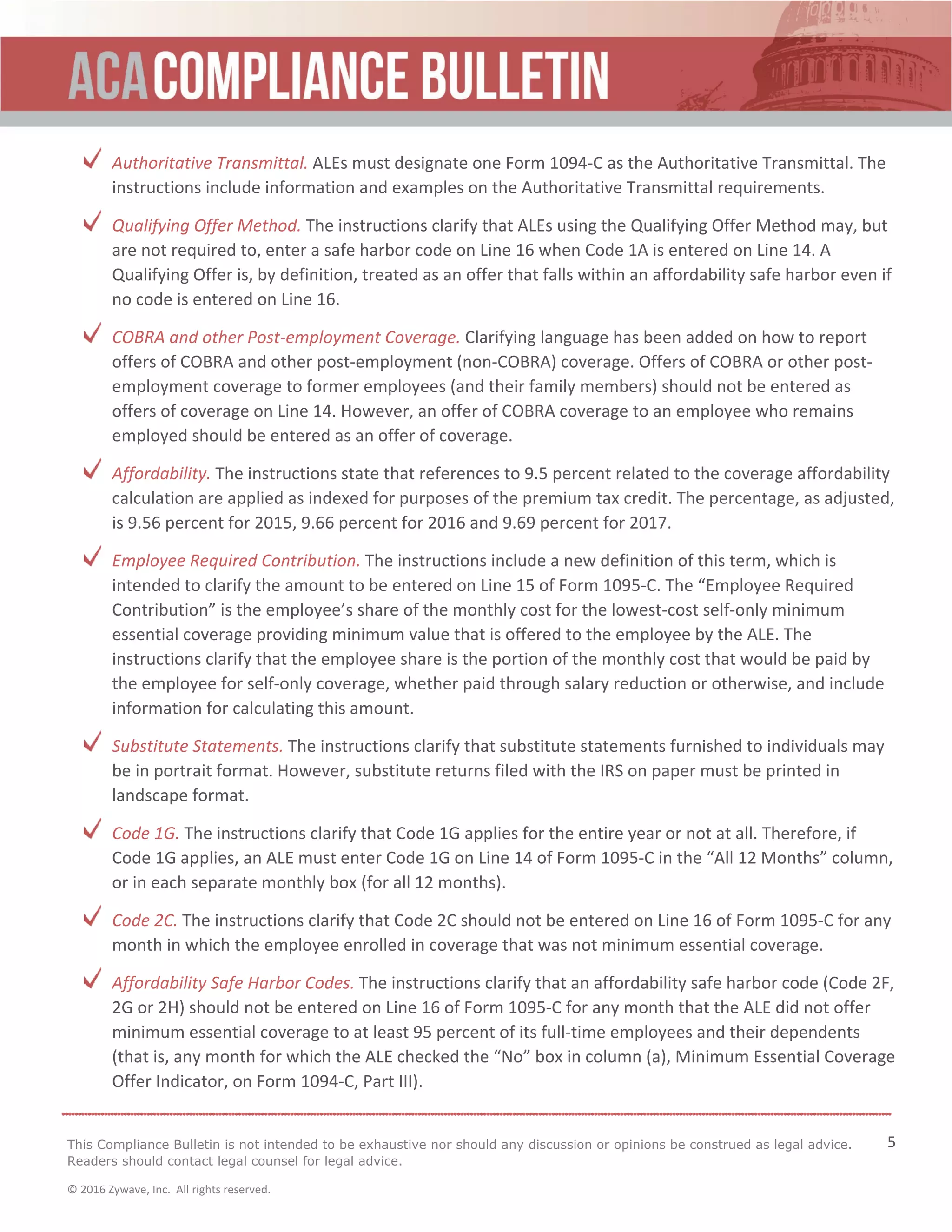 ACA Compliance Bulletin - Final Form for ACA Reporting | PDF