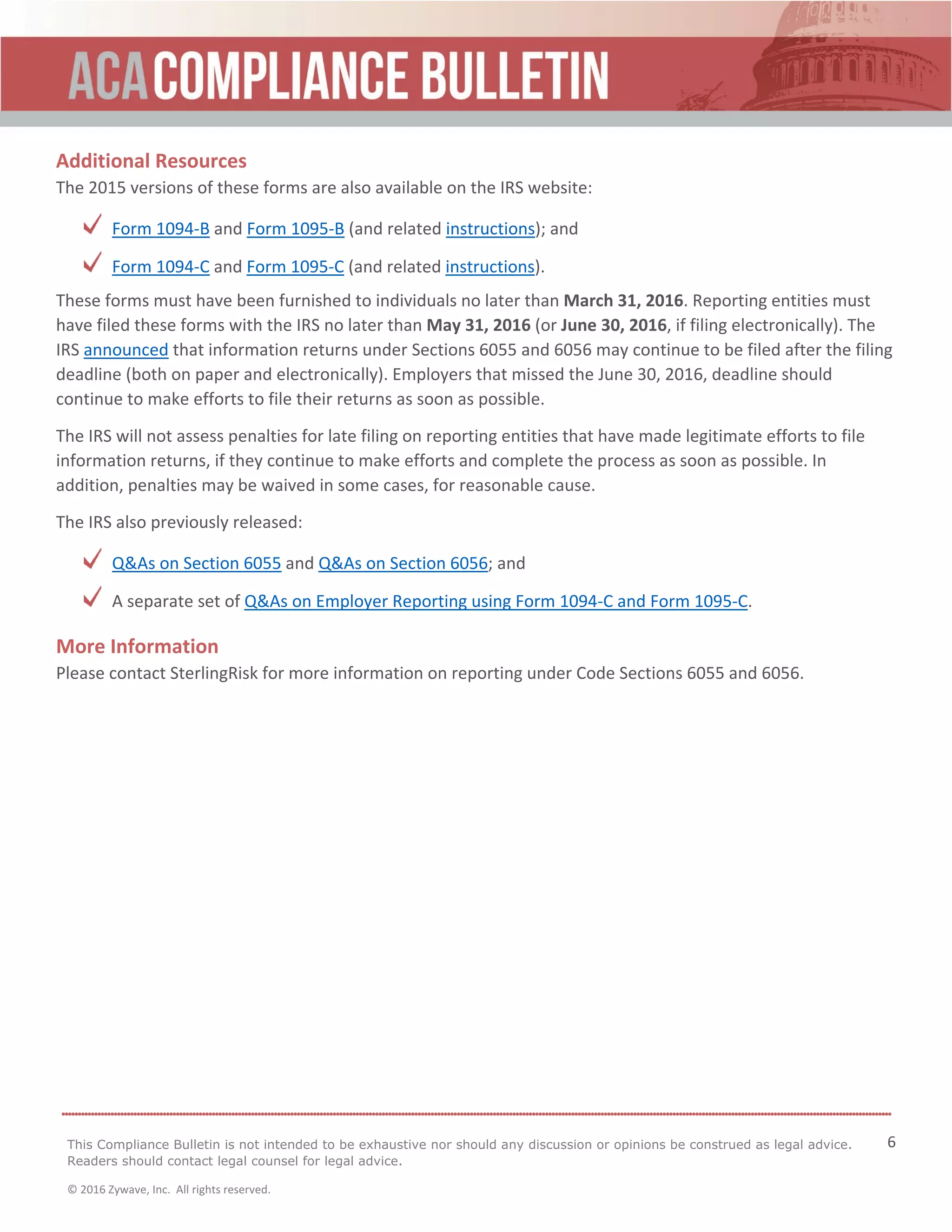 ACA Compliance Bulletin - Final Form for ACA Reporting | PDF